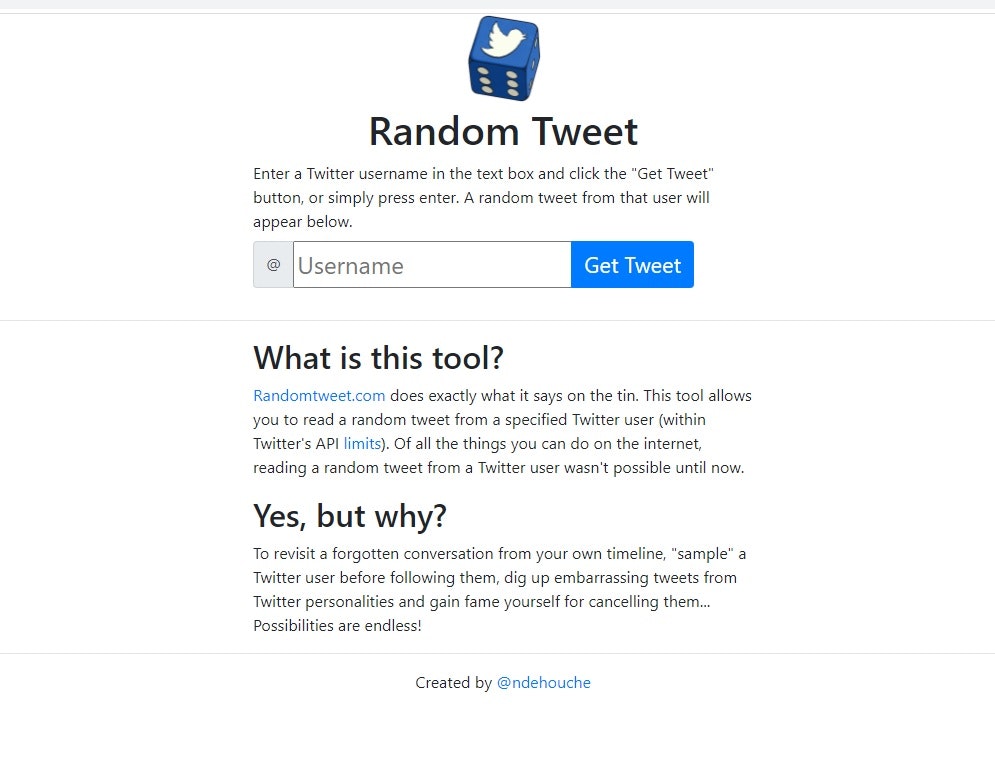 Random Tweet: Read a random tweet from any user's timeline | Product Hunt