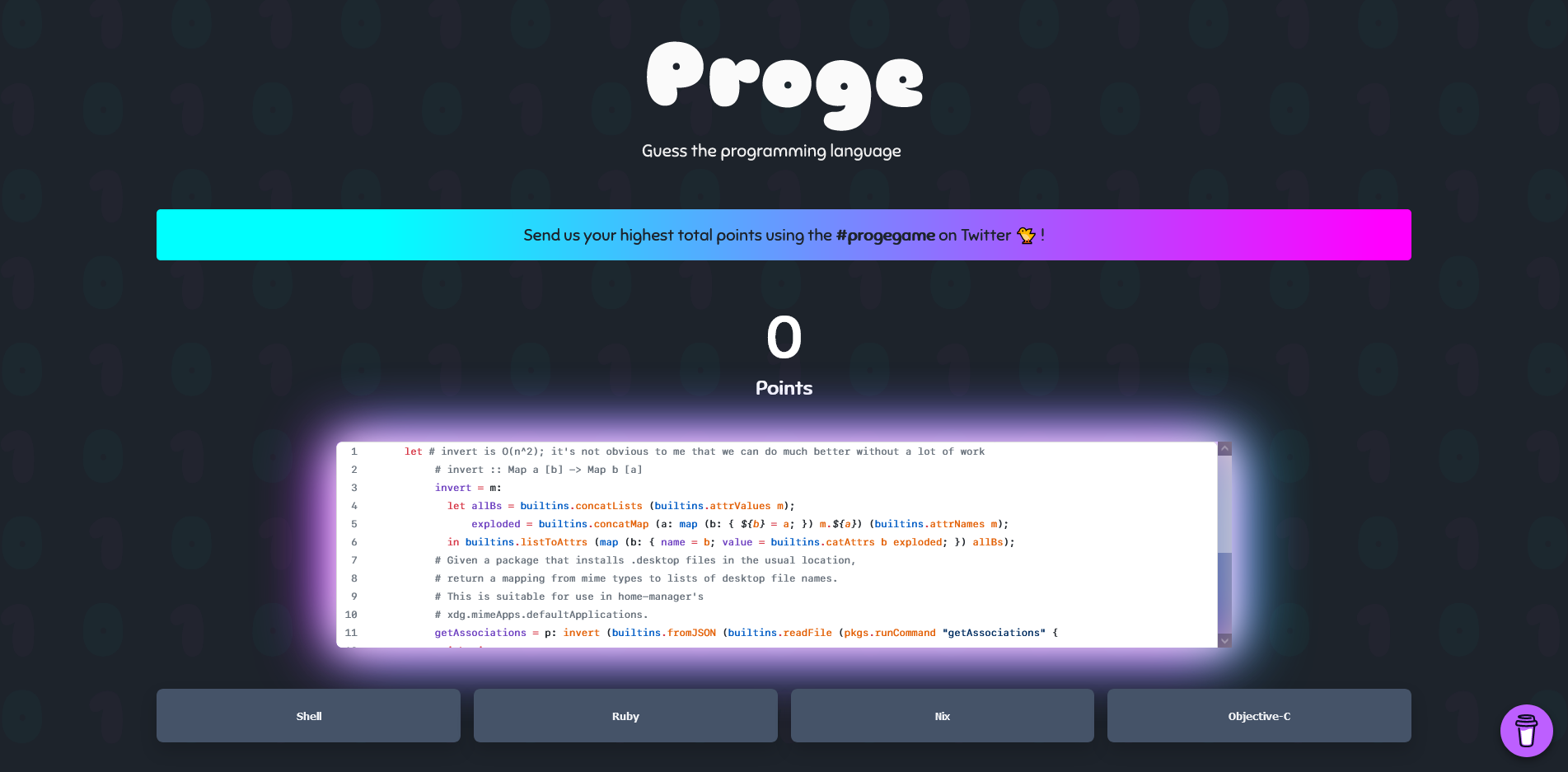 Proge: A game to test your programming language knowledge | Product Hunt