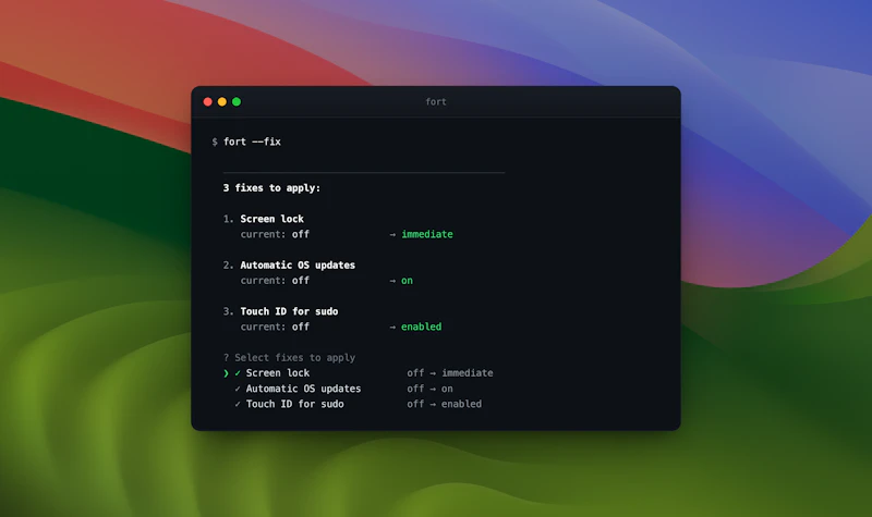 fort - One command to audit and fix your Mac's security | Product Hunt ...
