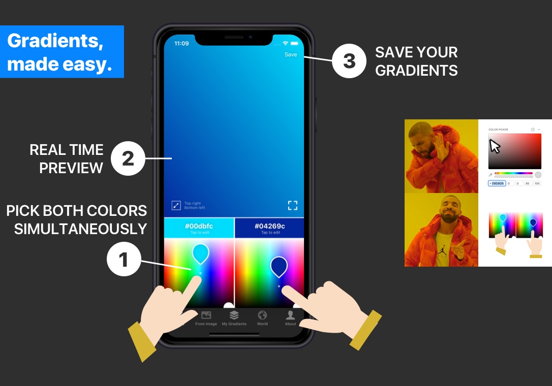 Gradients Maker: Create gradients faster with joystick-like color ...