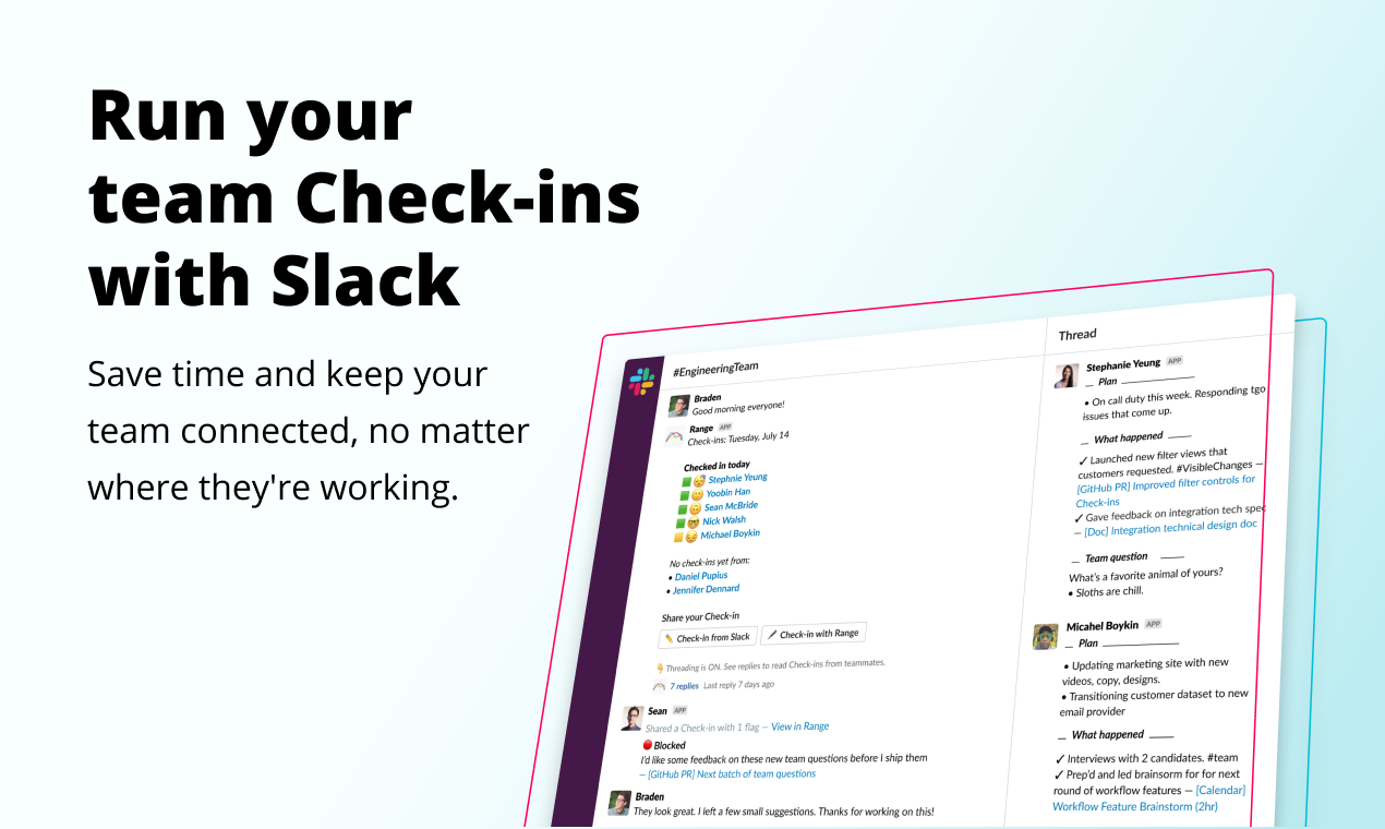 Range app for Slack - Run your team check-ins with Slack | Product Hunt