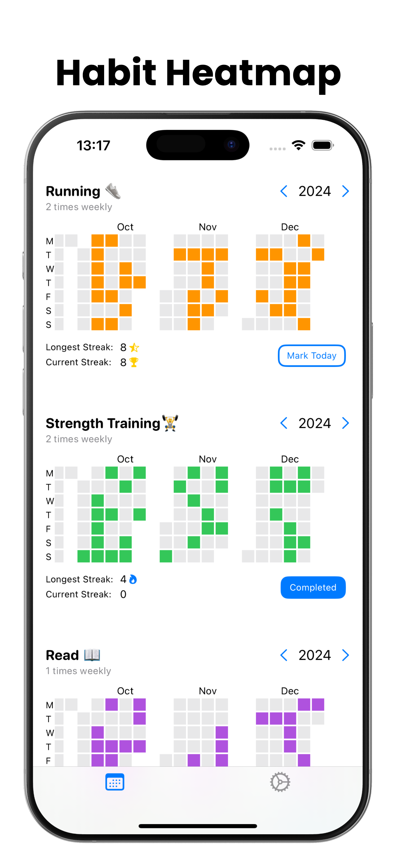 Habit Tracker - Heatmap: Minimalist habit/streak tracking app with ...