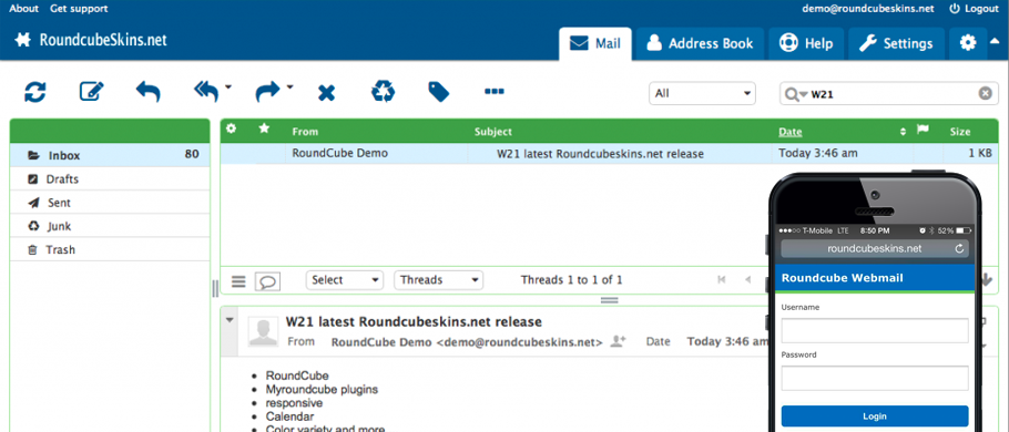 RoundCube Skins: Most beautiful & modern themes for RoundCube webmail ...