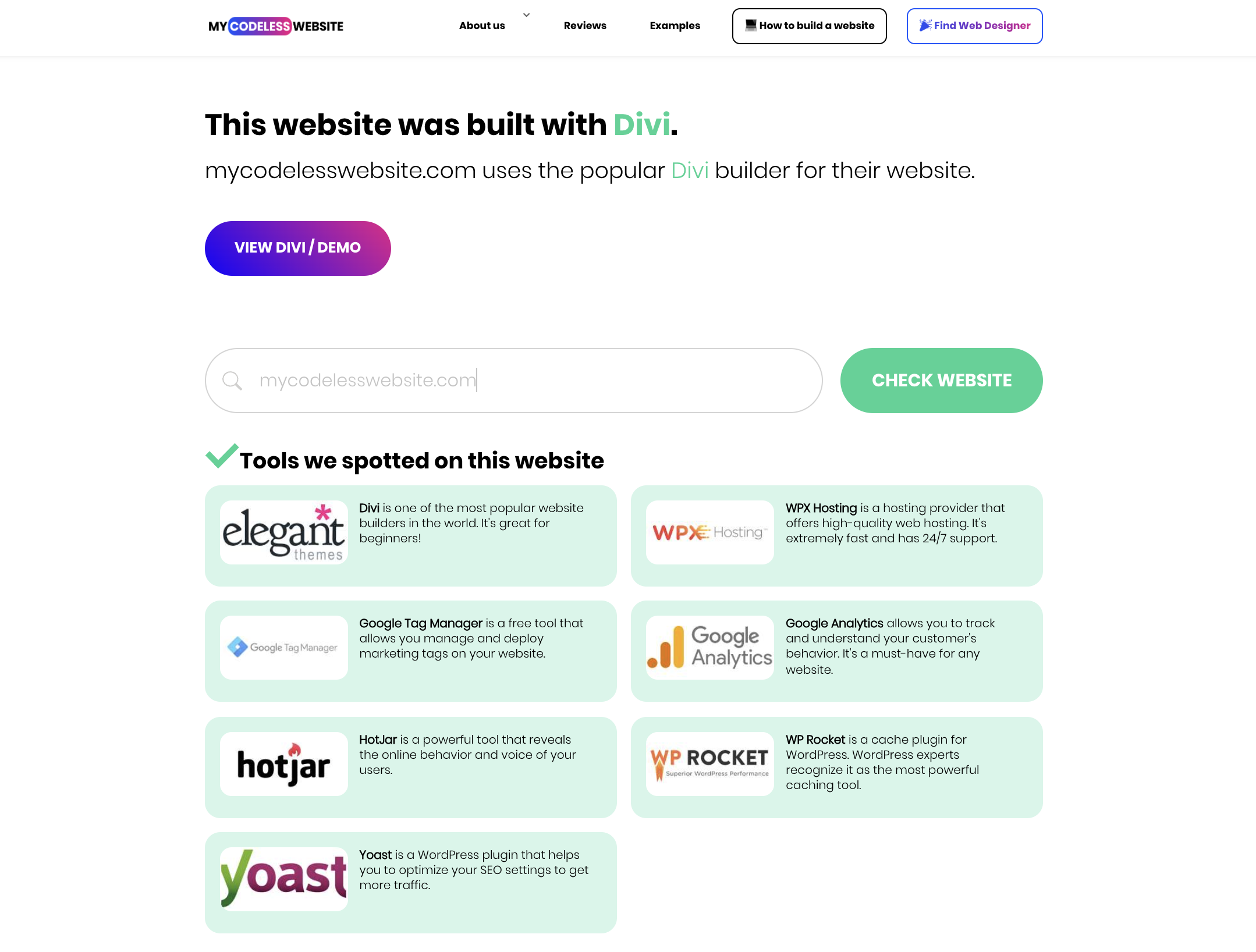 My Codeless Website: Website scanner that detects themes, builders ...