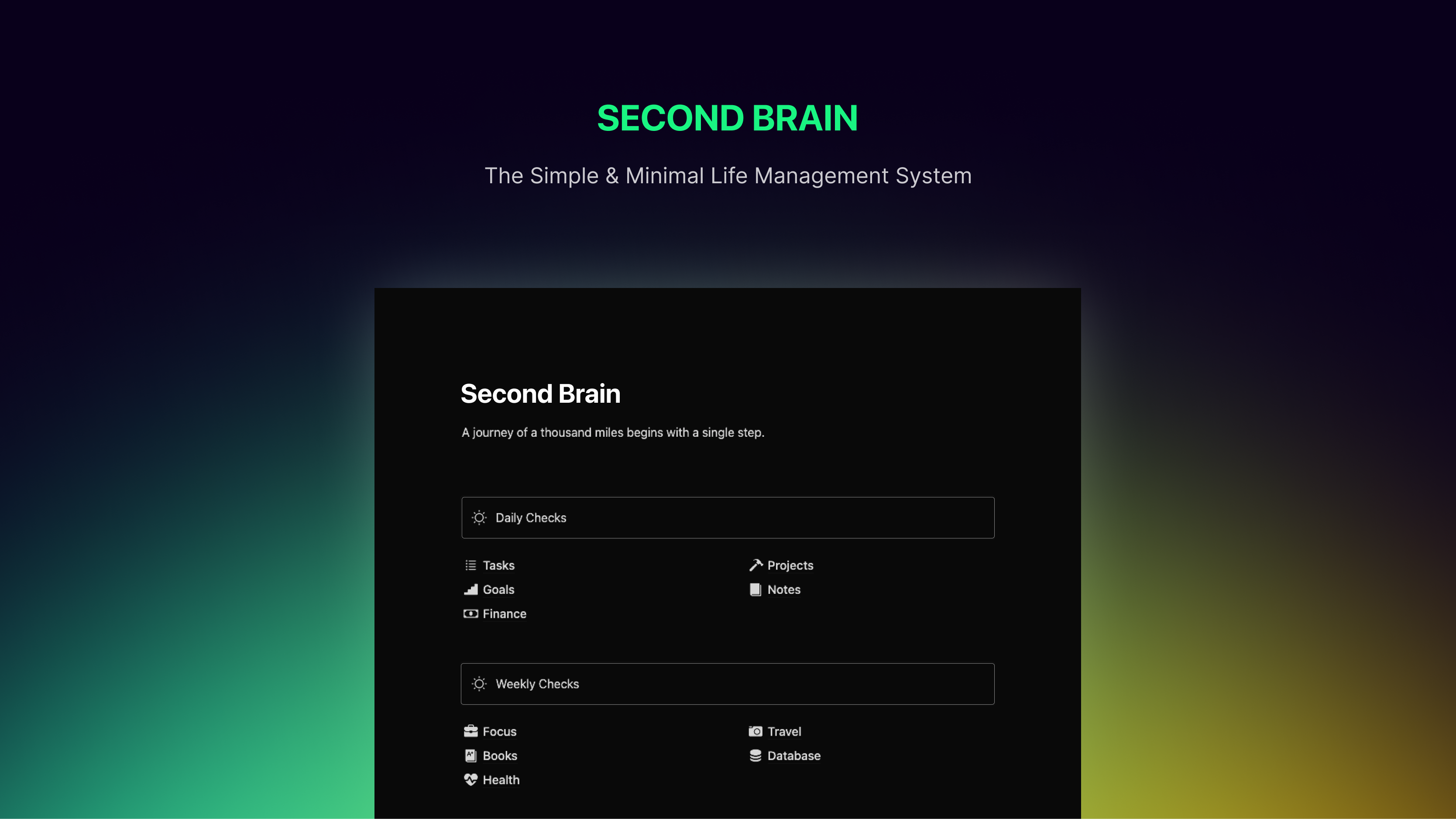 Second Brain : Notion Template: The Simple & Minimal Life Management ...
