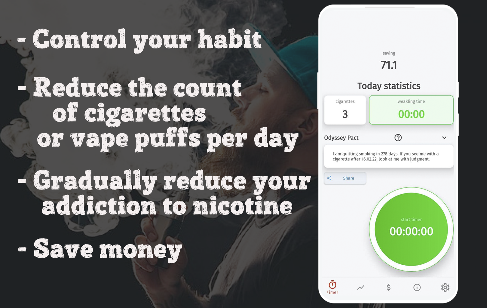 SWay - Quit/less smoking (or vaping): Reduce your dependence (interval ...