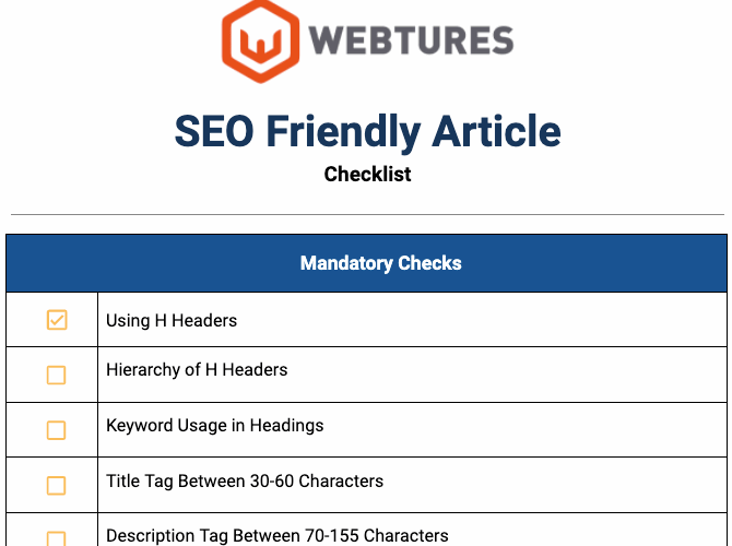 SEO Friendly Article Checklist Product Information and Latest Updates ...
