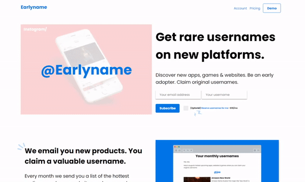 Earlyname: Get rare, original usernames on new platforms. | Product Hunt