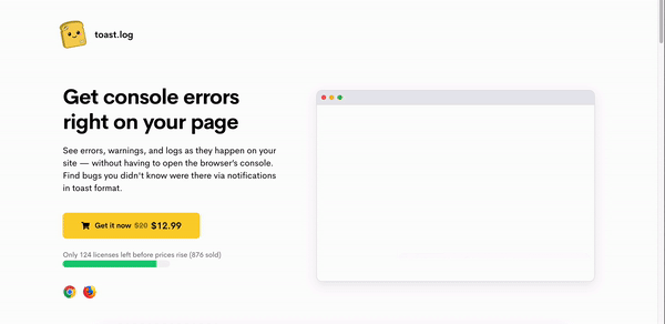 toast.log: 🤯 Get console errors right on your page. | Product Hunt