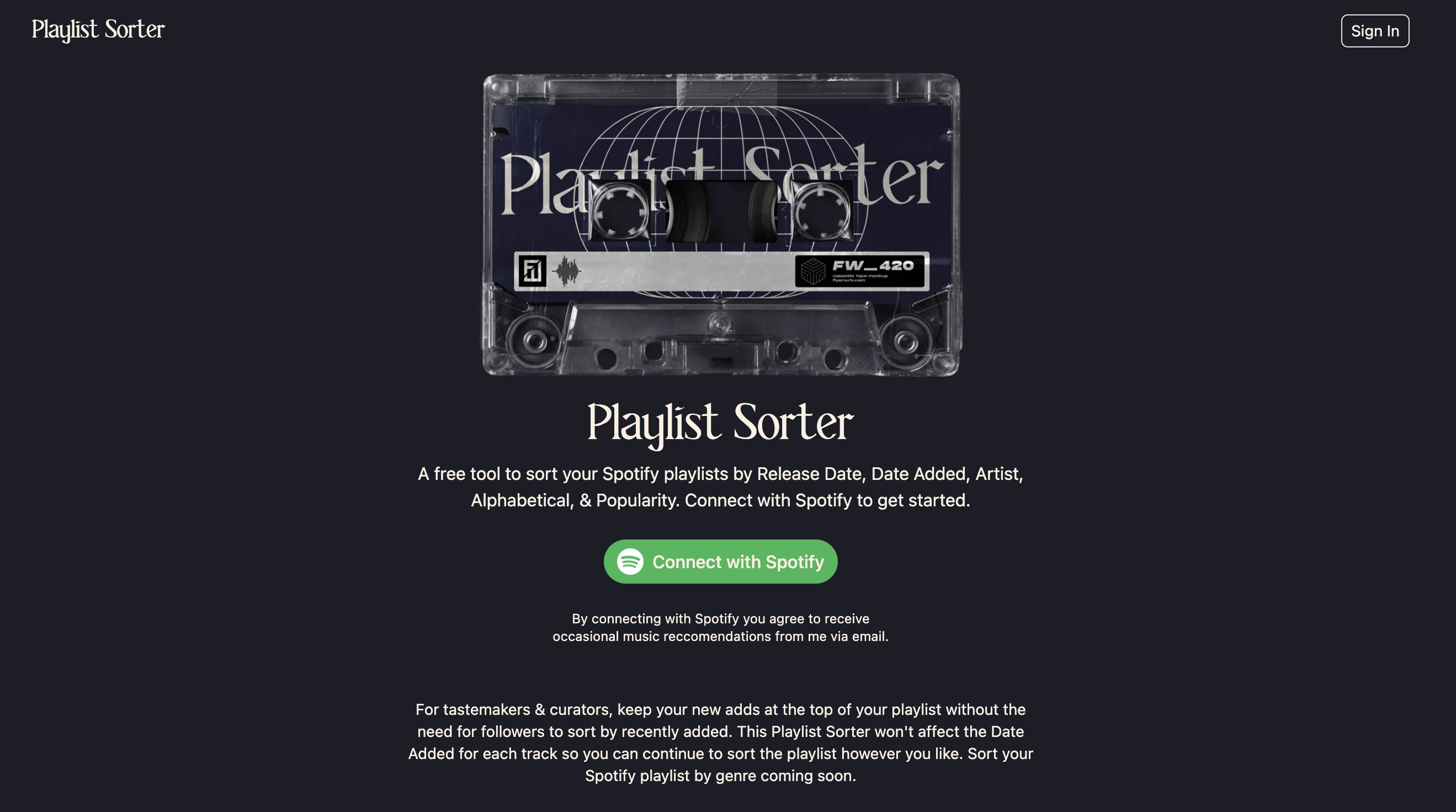 Playlist Sorter: A free tool to sort your Spotify playlists | Product Hunt