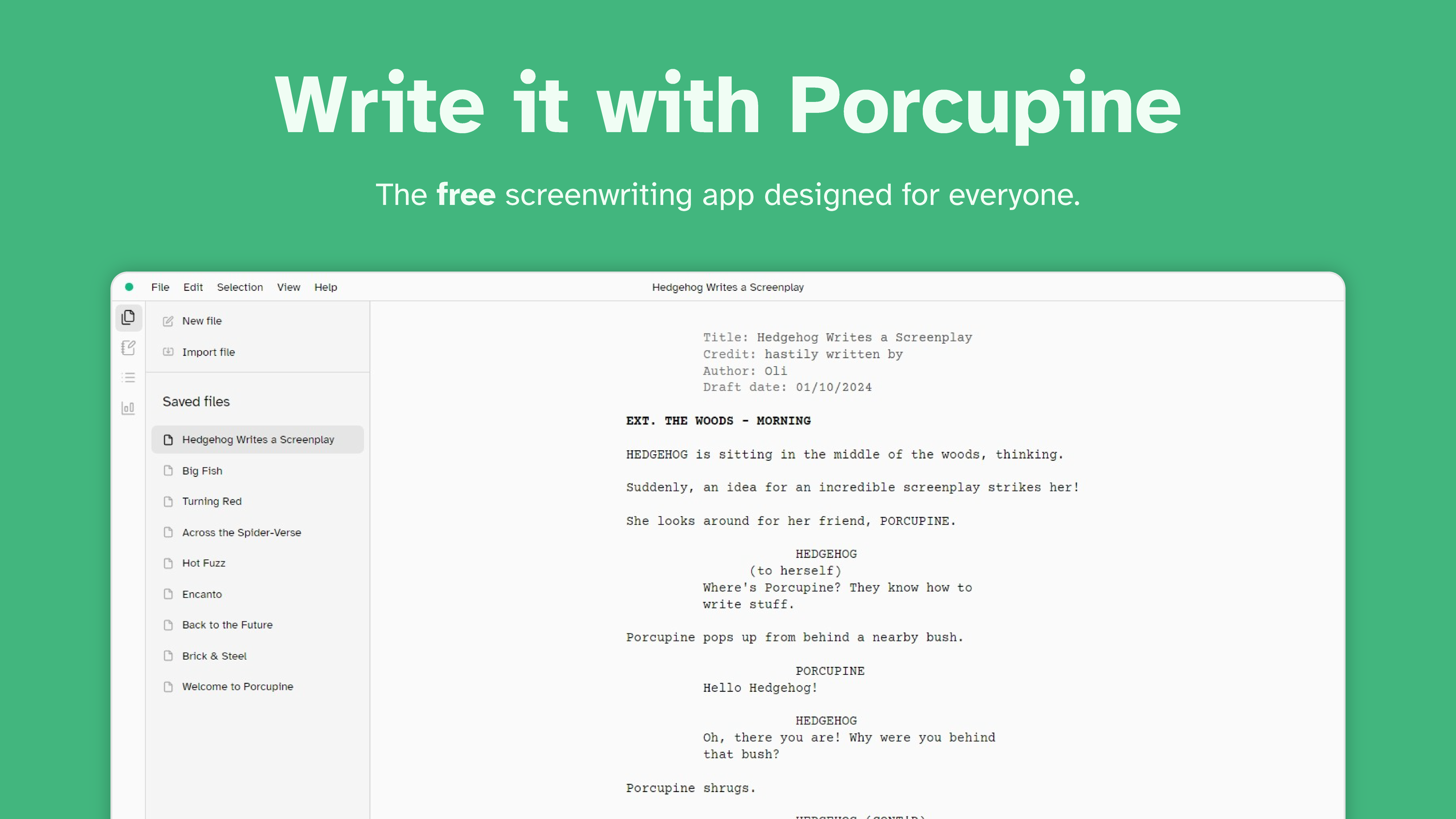 Porcupine: Distraction-free, cross-platform screenwriting app | Product Hunt