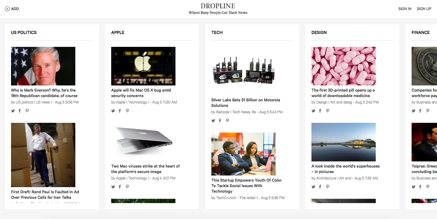 Dropline: Tweetdeck for news | Product Hunt