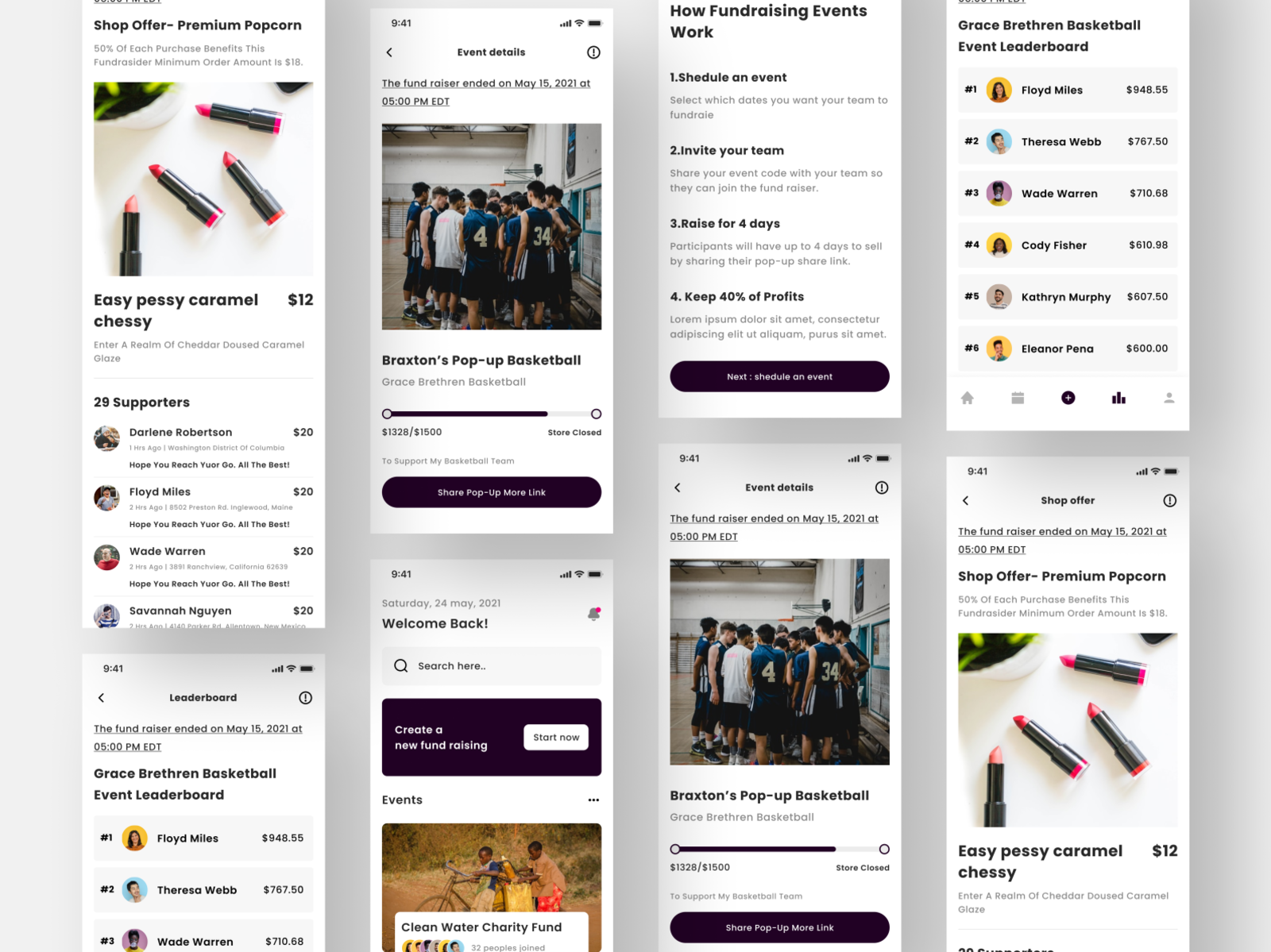 Fundraising app ui: user experience, user interface, mobile app, iOS ...