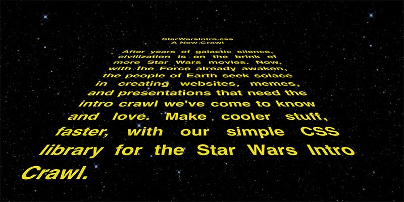 StarWarsIntro.css: A CSS Library for embedding the Star Wars Intro ...