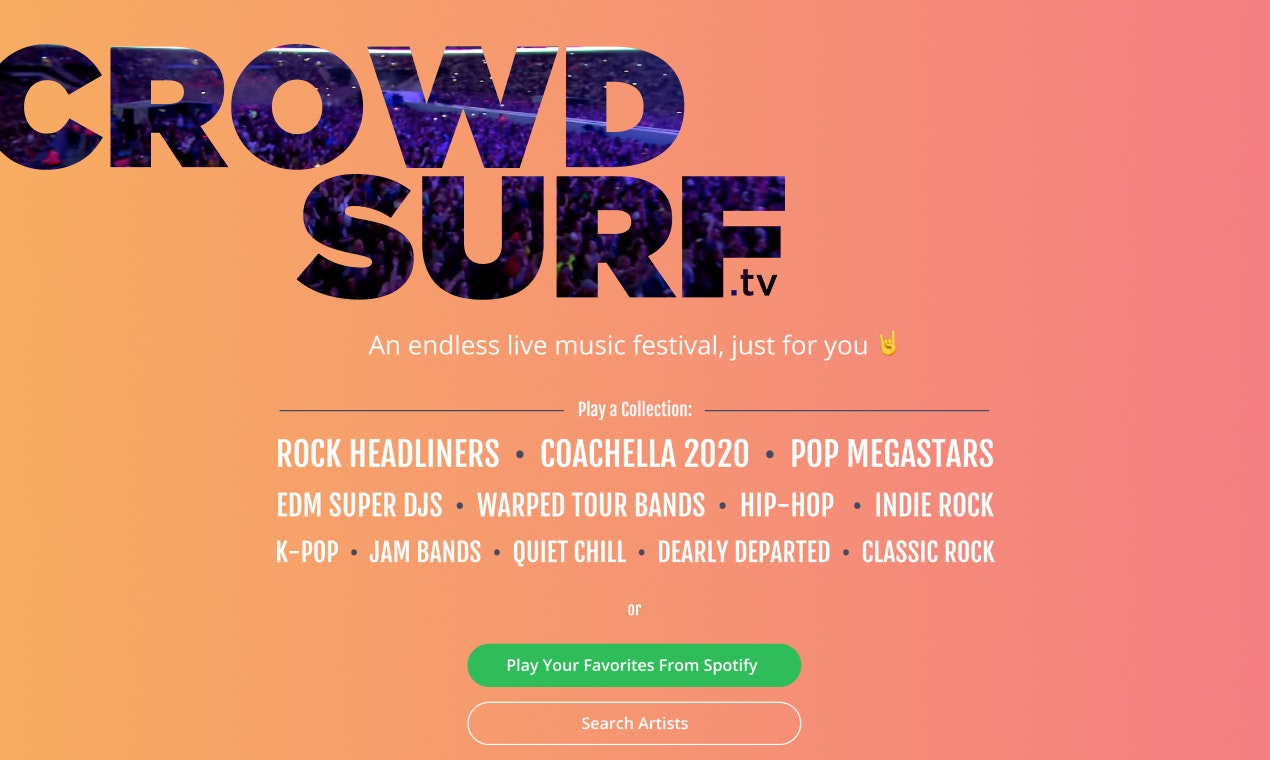 CrowdSurf.tv: An endless live music festival, just for you 🤘 | Product Hunt