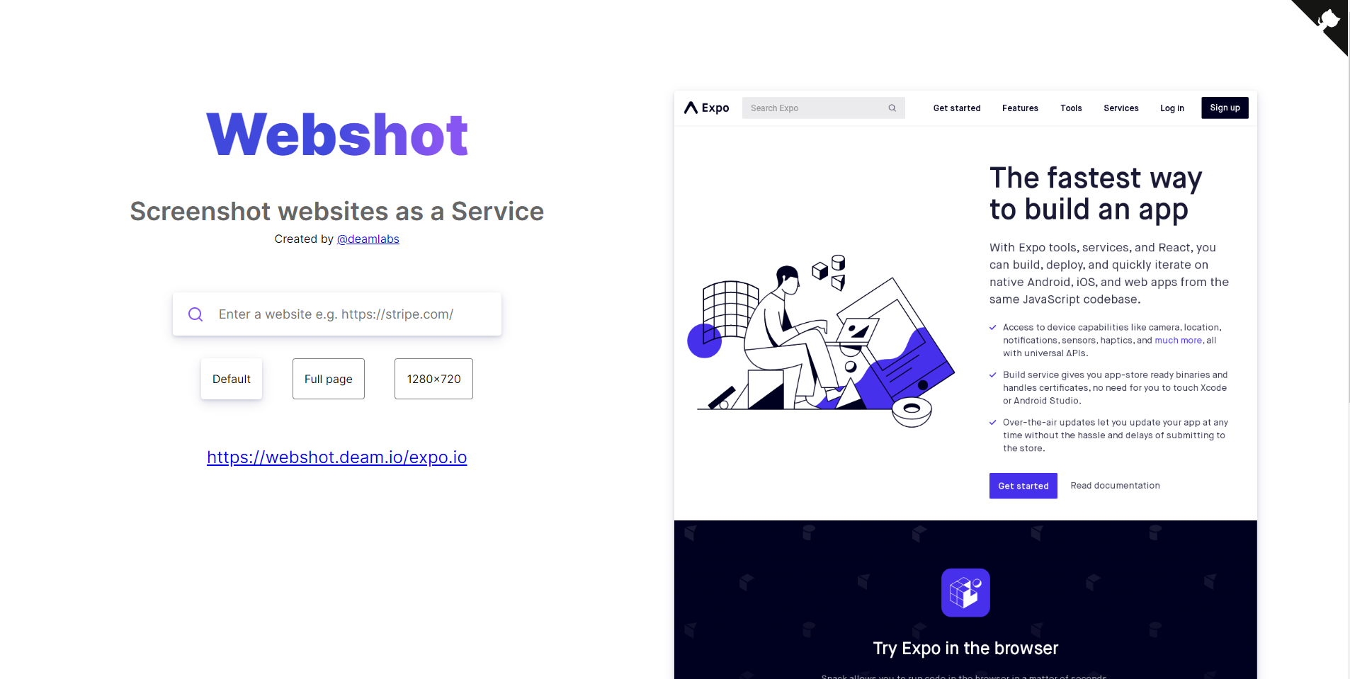 Webshot: Free and Open Source screenshot website service | Product Hunt