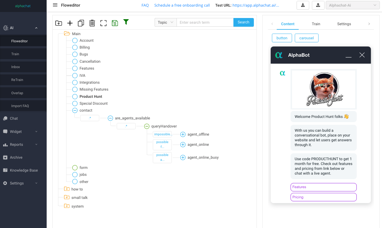 alphachat: Automate your SaaS support with powerful conversational AI | Product Hunt