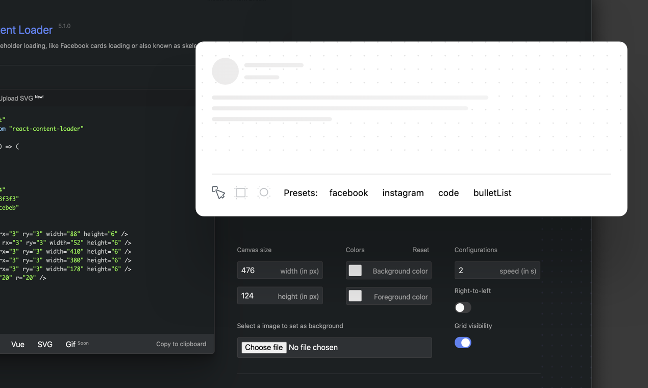 Placeholder Loader Creator: SVG component editor to create skeleton ...