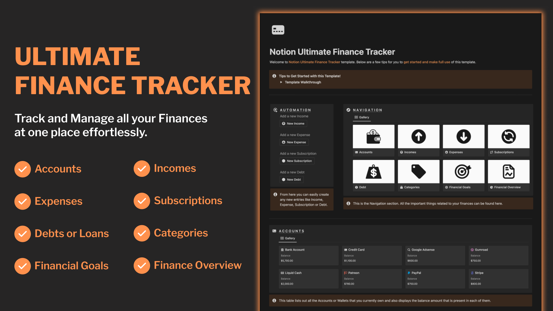 Notion Ultimate Finance Tracker: Track and Manage all your Finances at one place effortlessly ...