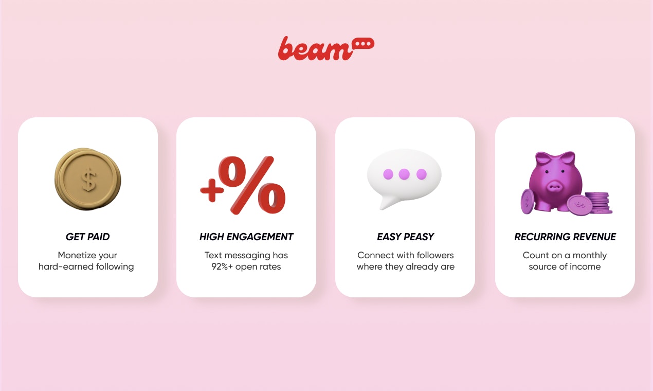 Beam - Get paid to delight your followers via text | Product Hunt
