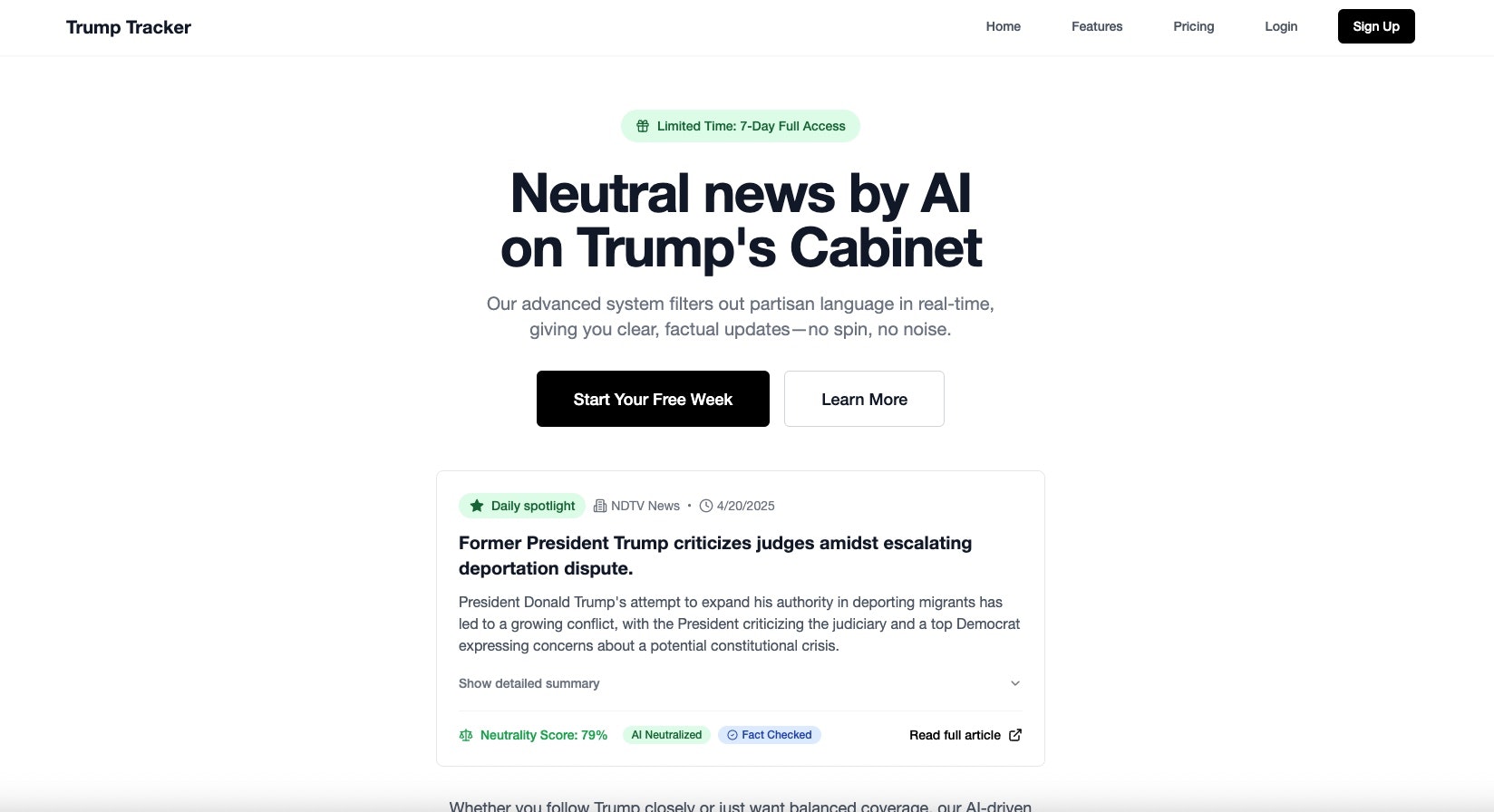 Trump Tracker: Analisis Berita AI yang Objektif