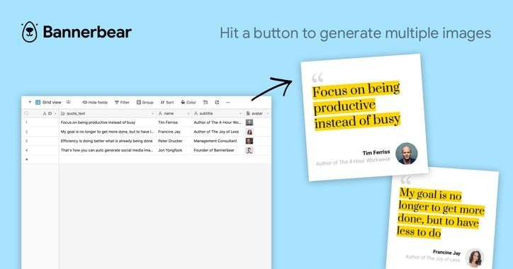 Airtable + Bannerbear : p/bannerbear | Product Hunt