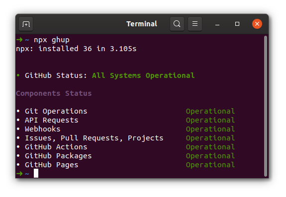 ghup: ⬆️ See GitHub Status from your Terminal | Product Hunt