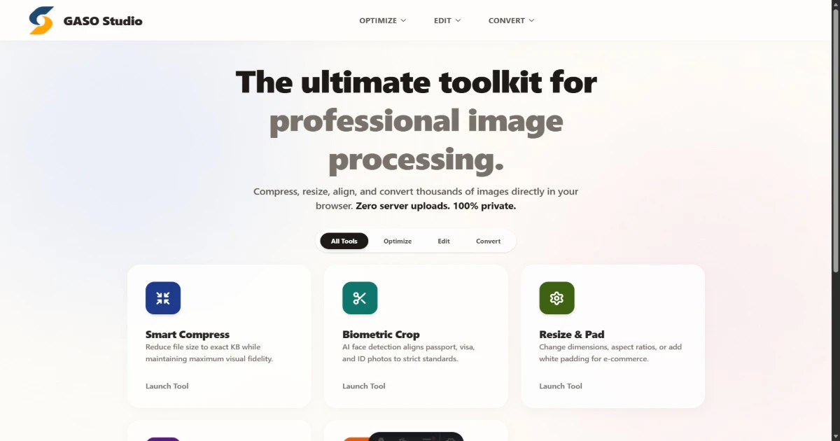 GASO Studio - Privacy-first image toolkit for passport photos, PDFs ...