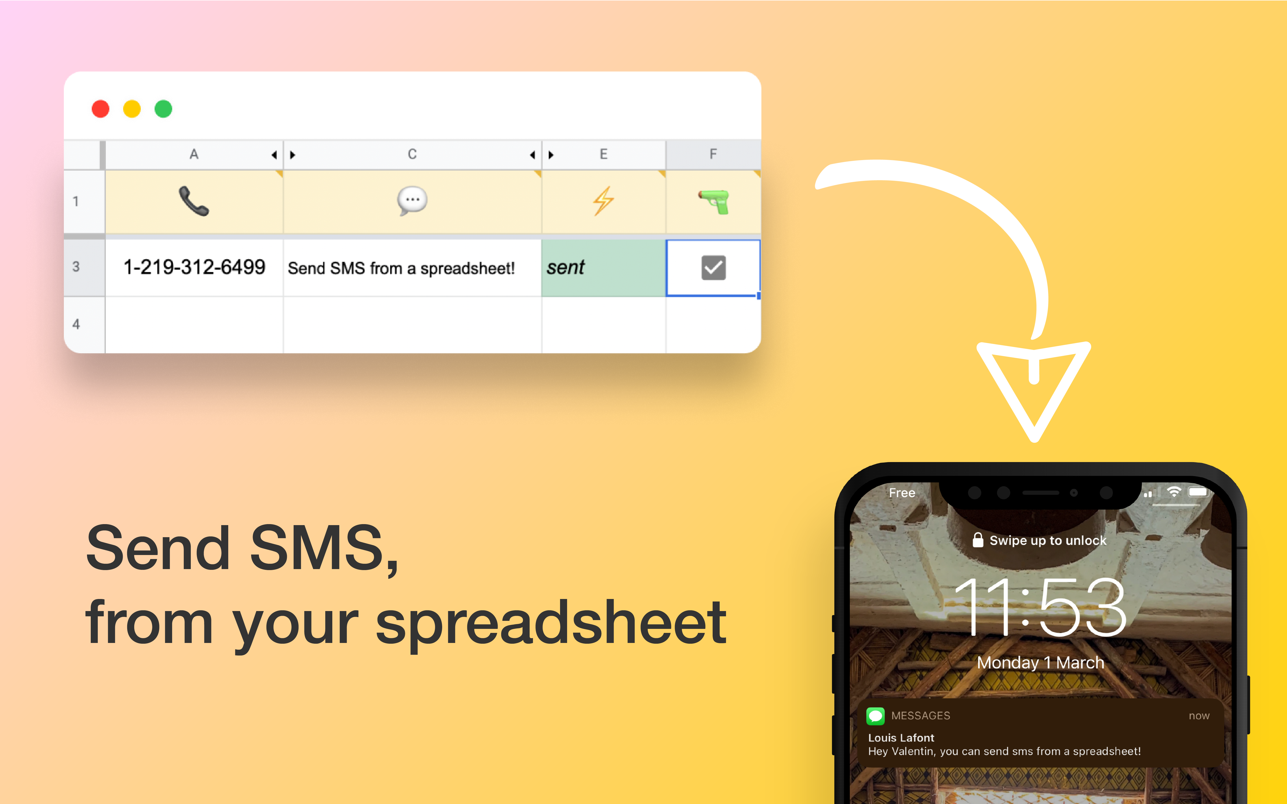Sheet 2 SMS: Send SMS from your spreadsheet | Product Hunt